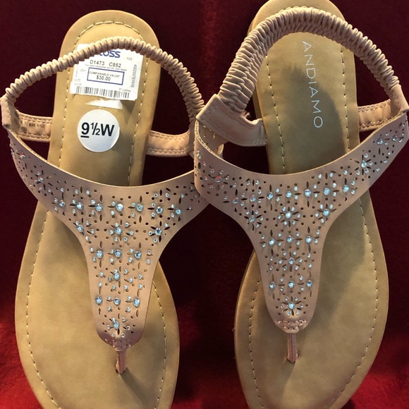 Andiamo | Shoes | Andiamo Tan Rhinestone Sandals | Poshmark
